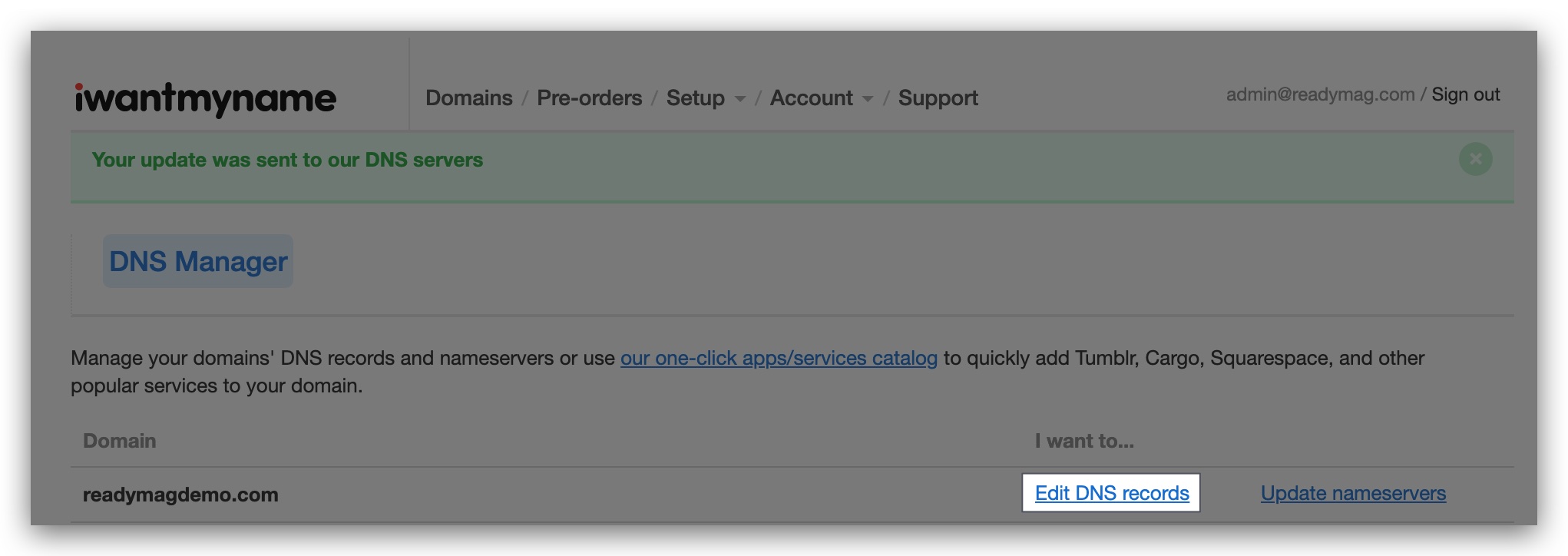 DNS records for popular domain registrars – Readymag Help